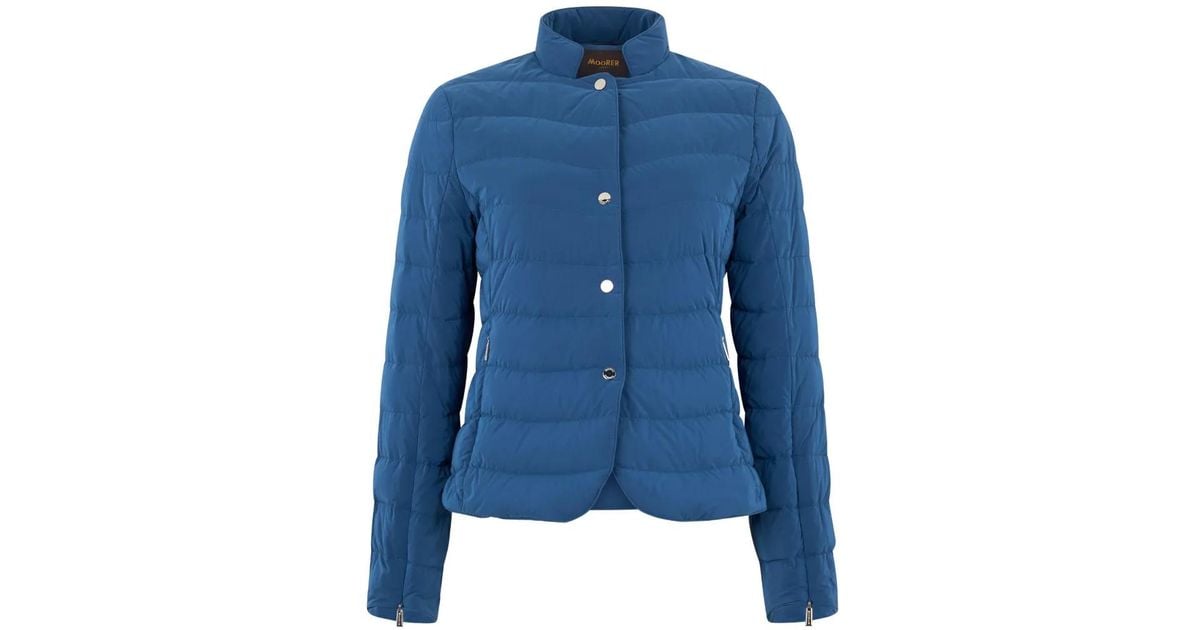 Moorer Button Quilted Jacket in Blue | Lyst UK