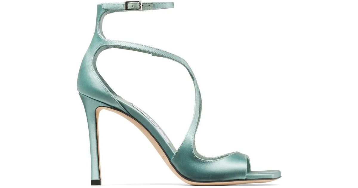 Jimmy Choo Azia 95 Sandal In Smoke Satin in Green | Lyst Australia