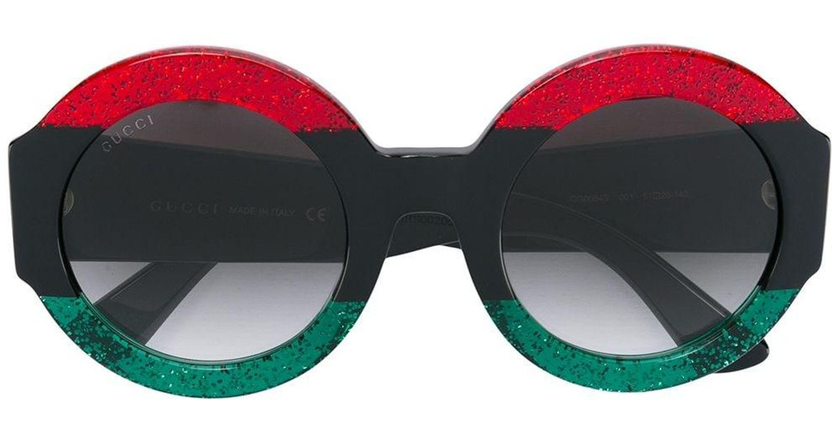 Gucci Round Frame Sunglasses in Red - Lyst