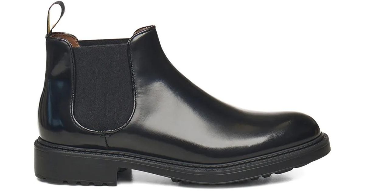 Doucal's Elastic-Band Leather Boots in Black for Men | Lyst UK