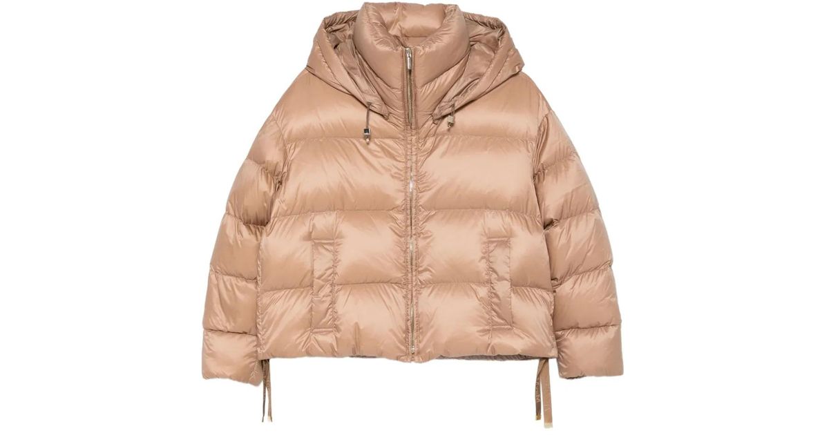 Max Mara Nylon Down Jacket in Natural | Lyst UK