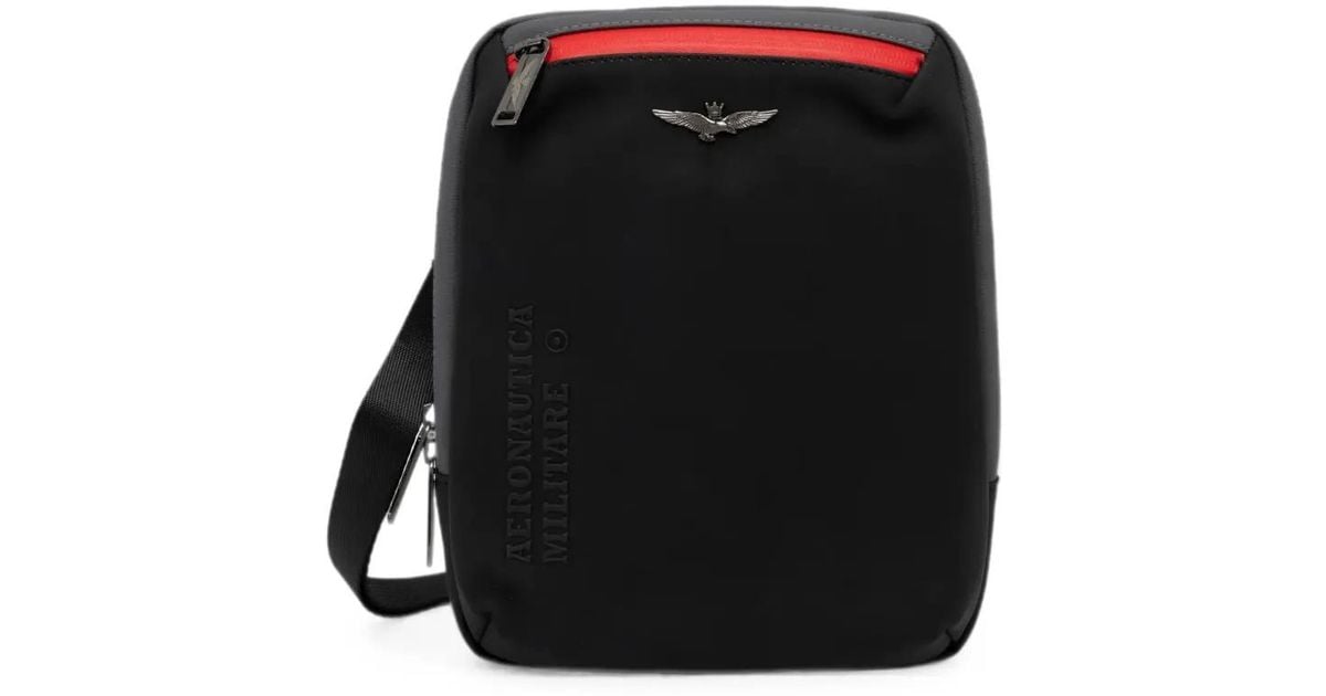 Aeronautica Militare Helix Logo-Detail Messenger Bag in Black for Men ...