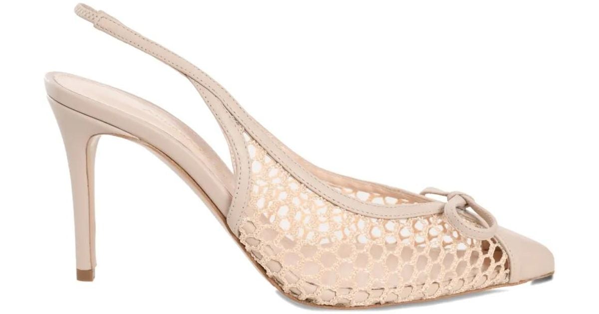 Andrea Wazen 85Mm Bow Net Pumps in Pink | Lyst UK