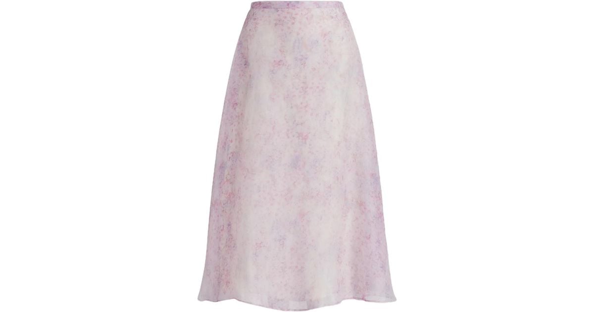 Alberta Ferretti Floral Midi Skirt in Pink | Lyst UK