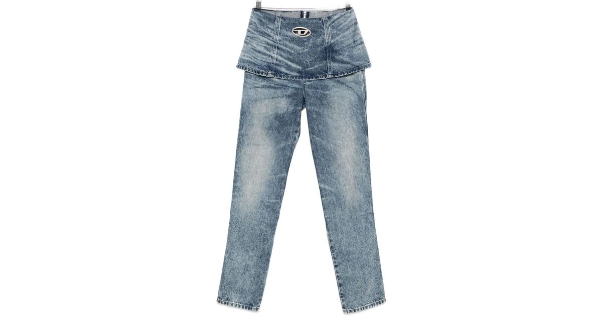 DIESEL Overlapping-Detail Jeans in Blue | Lyst UK