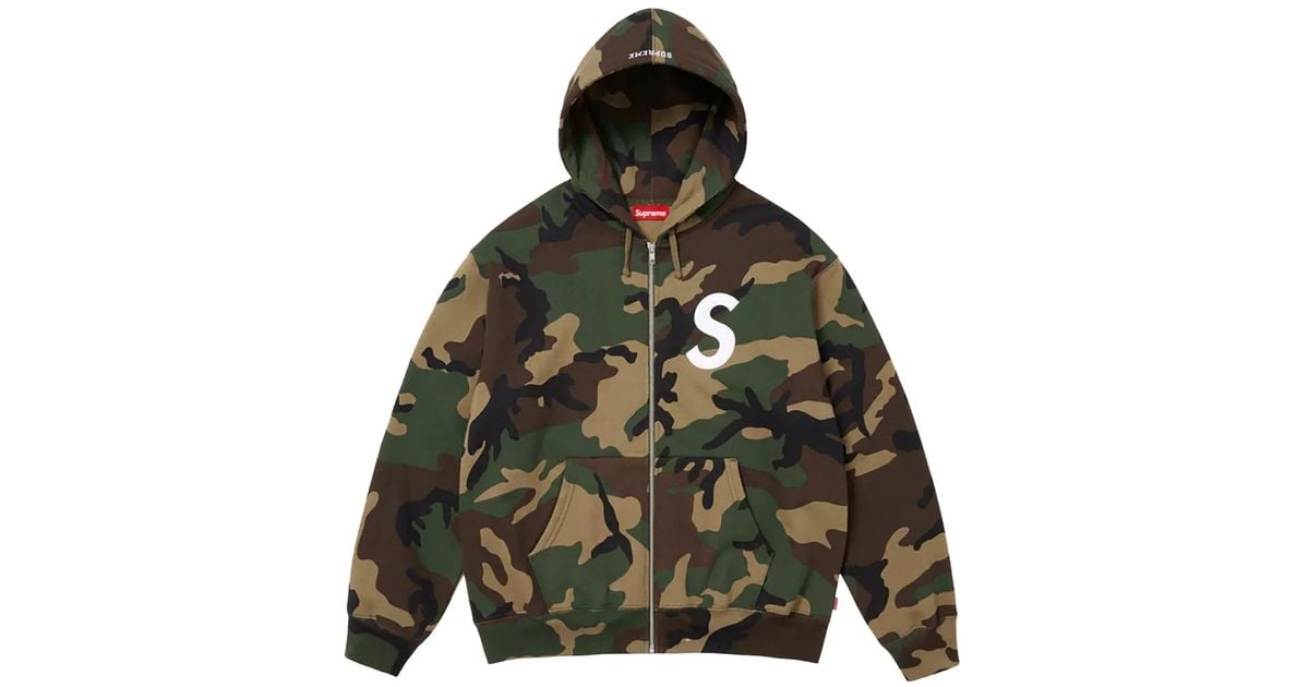 Supreme Logo Zip-Up Hoodie in Green for Men | Lyst UK