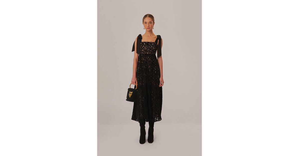 FARM Rio Velvet Lace Sleeveless Maxi Dress in Black | Lyst