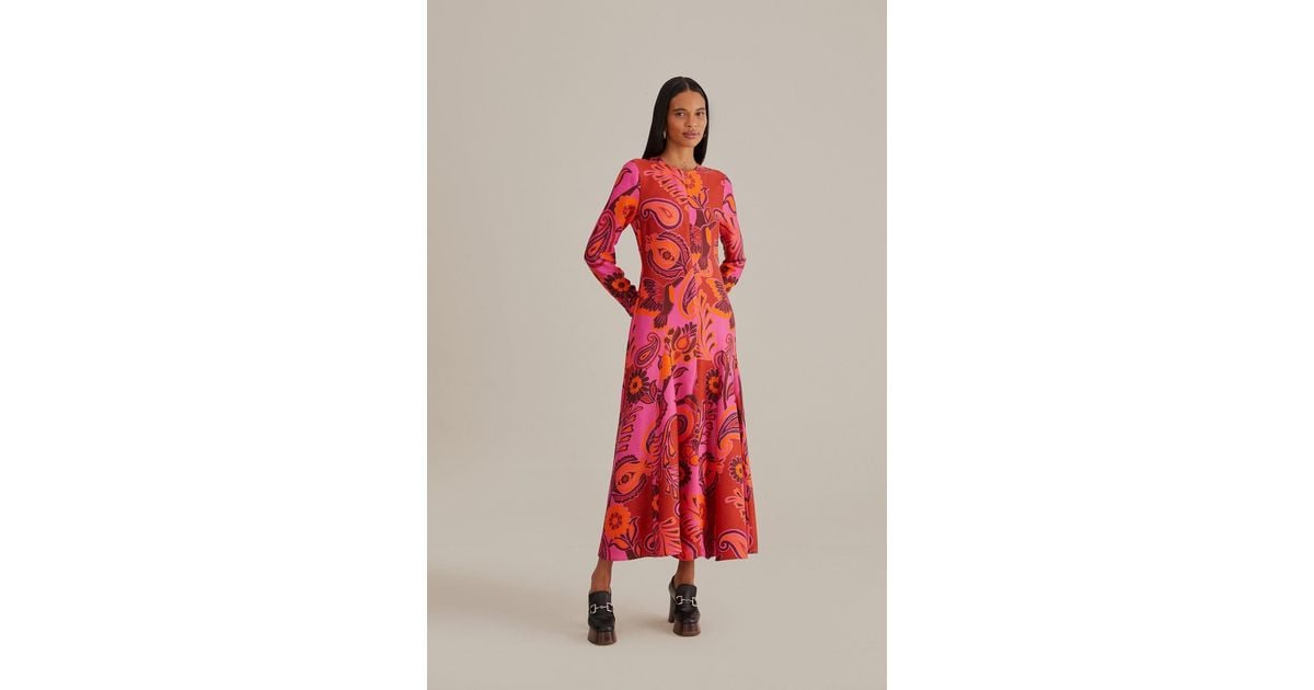 FARM Rio Bold Floral Long Sleeve Maxi Dress, Bold Floral in Red | Lyst
