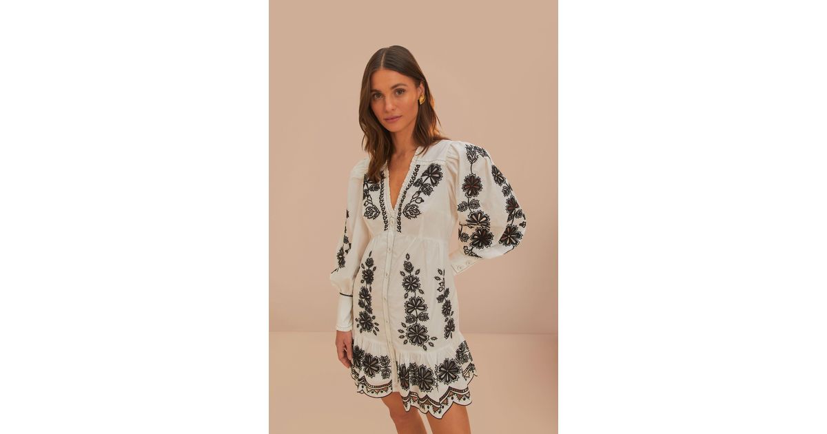 FARM Rio Flowers Richelieu Mini Dress in Natural | Lyst