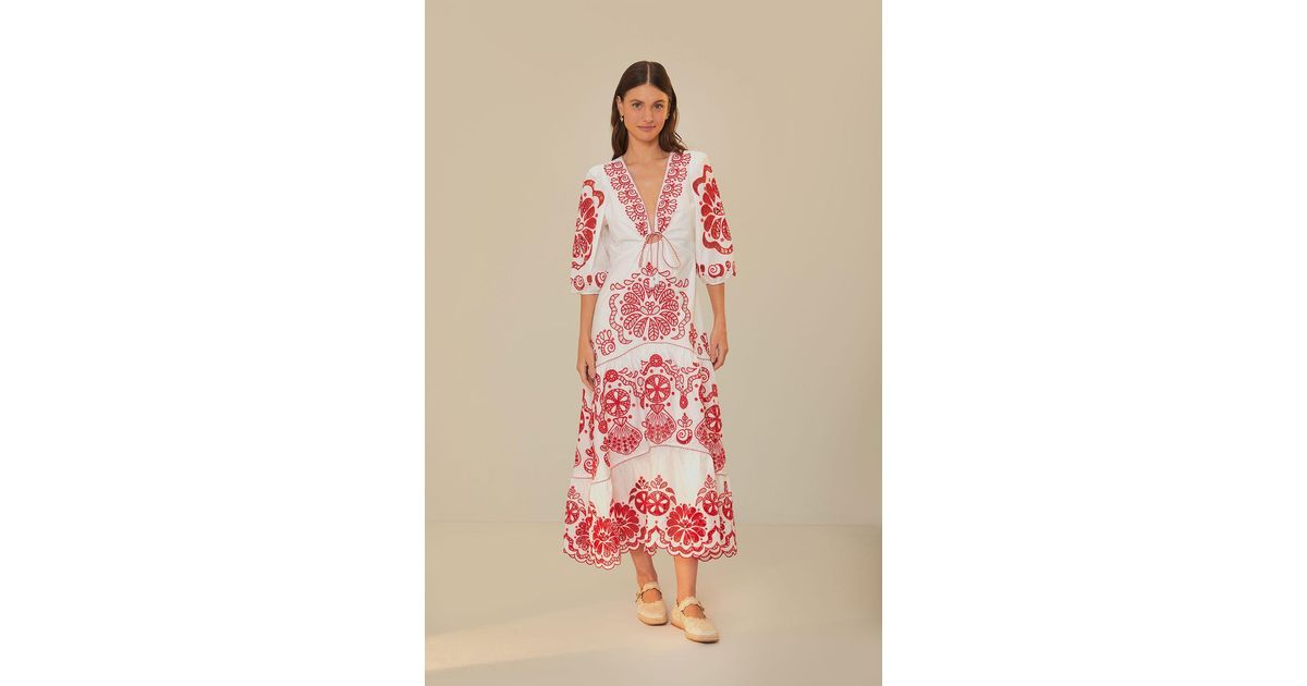 FARM Rio Richelieu V Neck Maxi Dress in Pink | Lyst