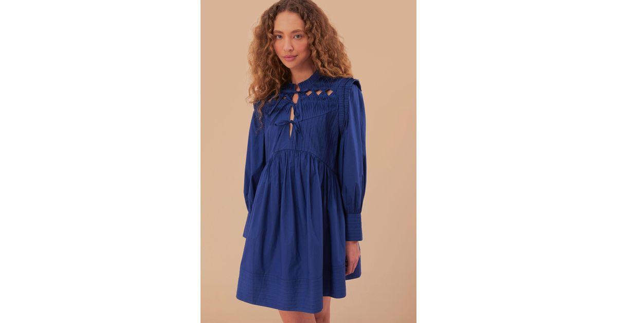 FARM Rio Open Yoke Mini Dress in Blue | Lyst