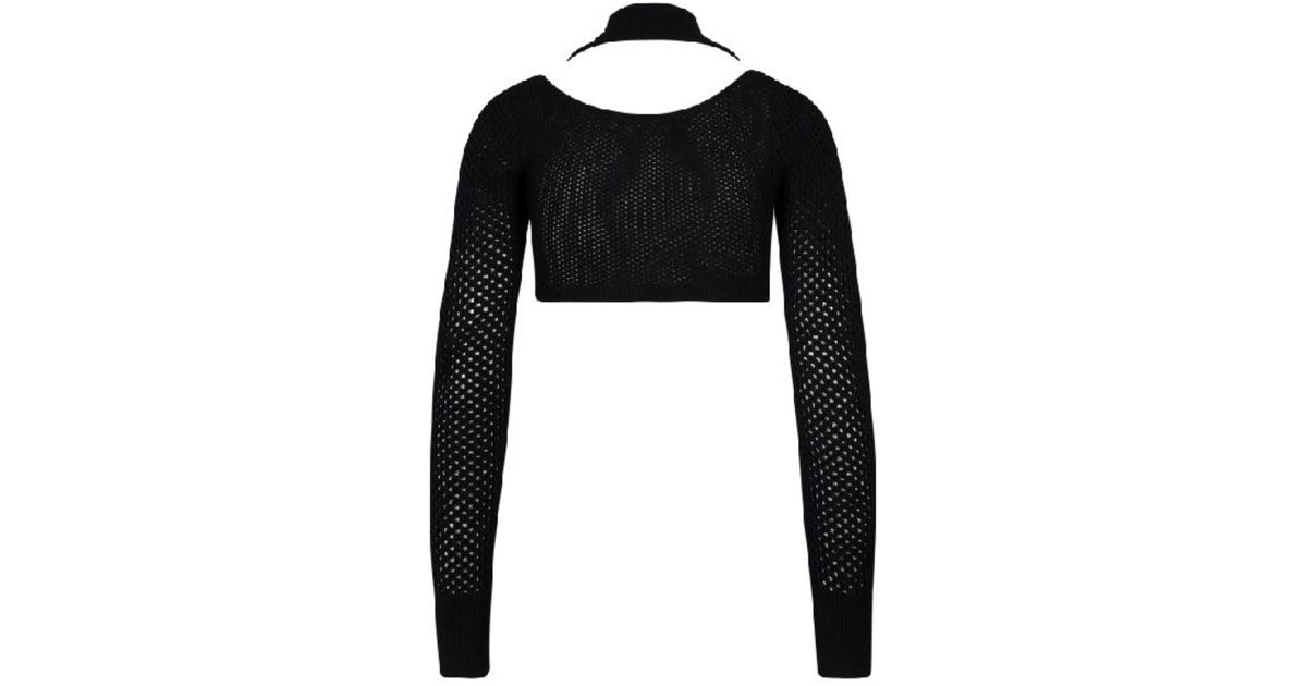 ANDREADAMO Fishnet-Knit Bra With Strappy Details in Black | Lyst