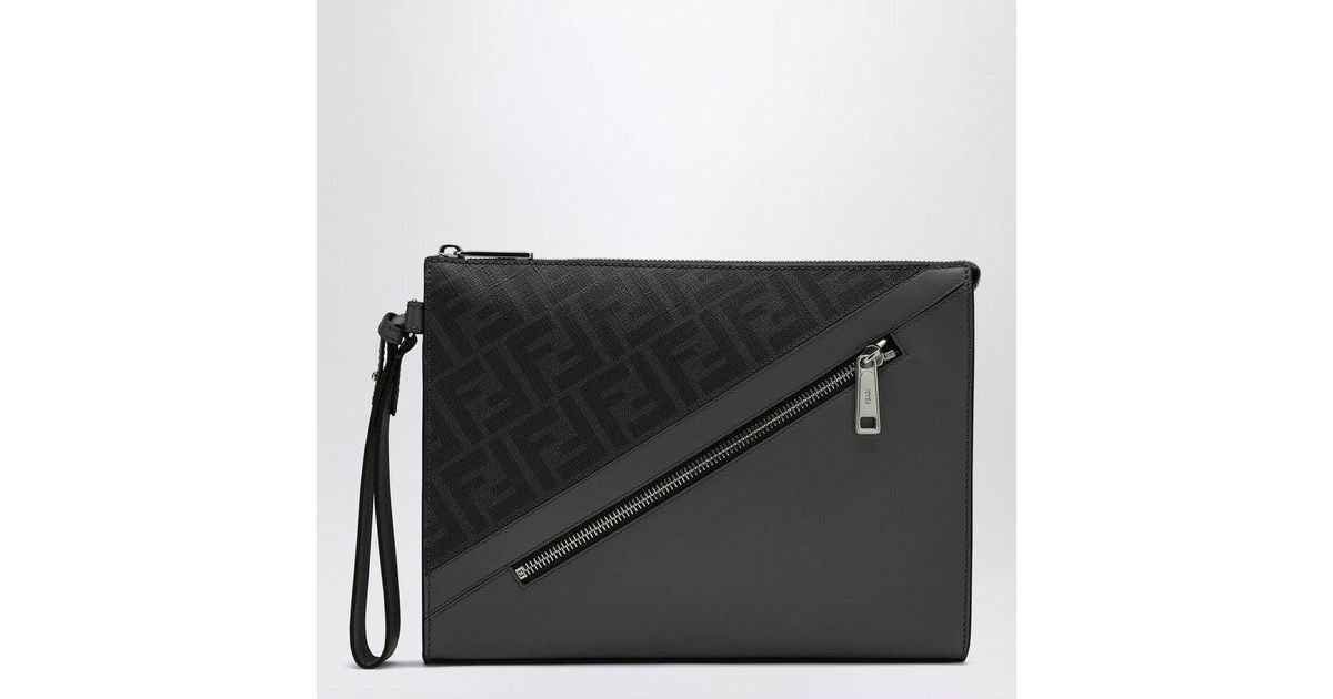 Fendi Diagonal Pouch Handbag in Black for Men | Lyst