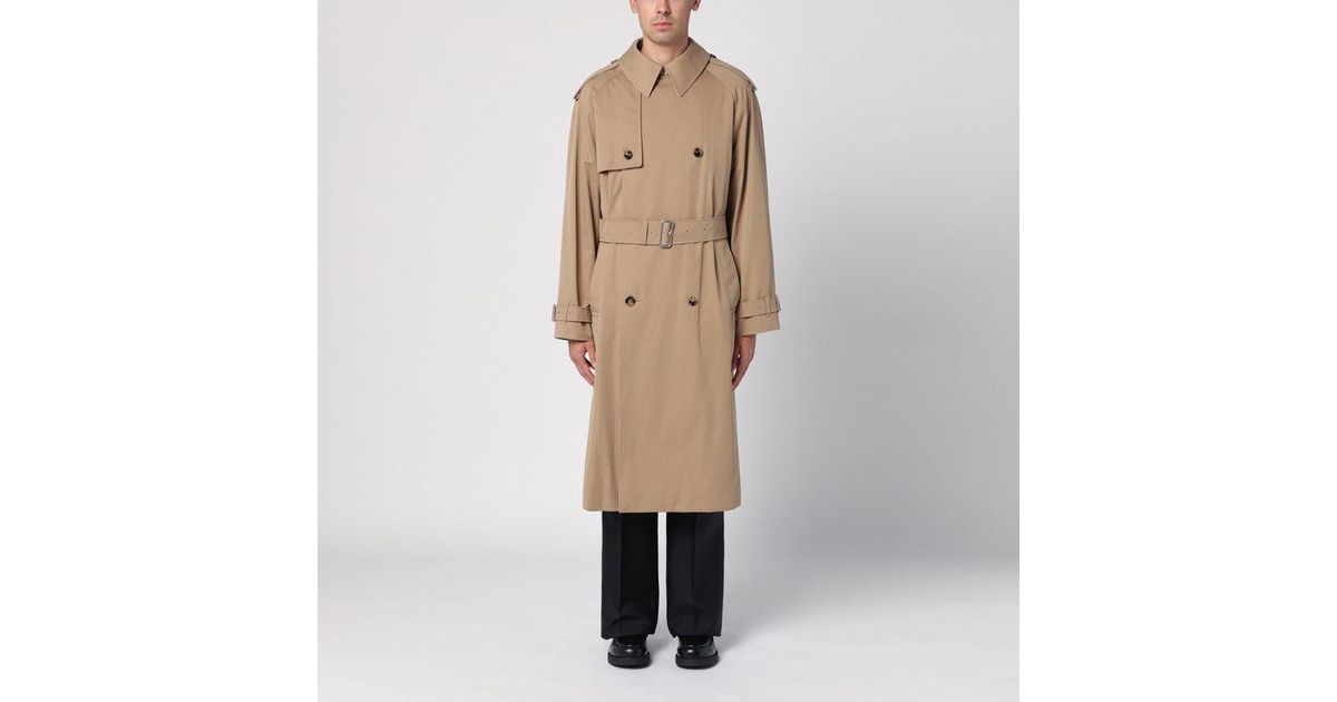 Burberry Elegant Long Gabardine Trench Jacket For in Natural for Men | Lyst