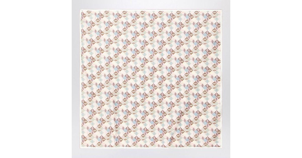 Fendi Stylish Silk Foulard With Geometric Pattern And Logo, Double ...