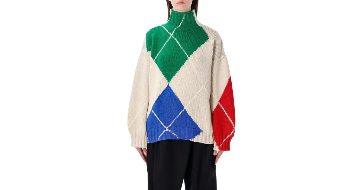 JW Anderson X Pringle Argyle Turtleneck Jumper in Green | Lyst UK