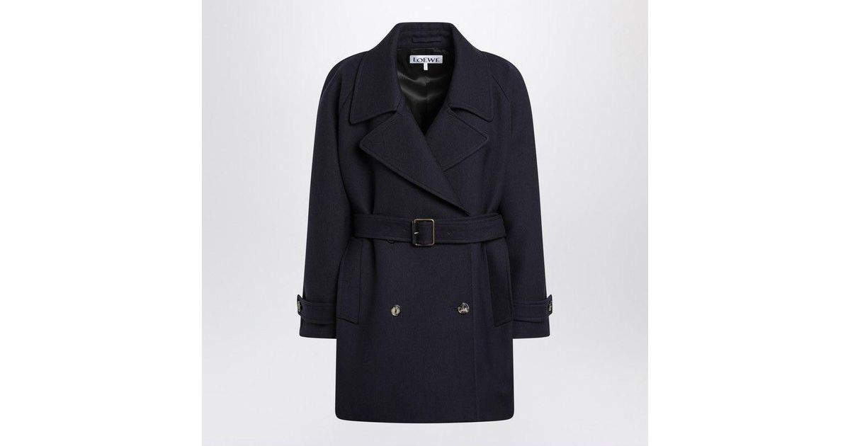 Loewe Doublebreasted Wool Coat in Blue | Lyst