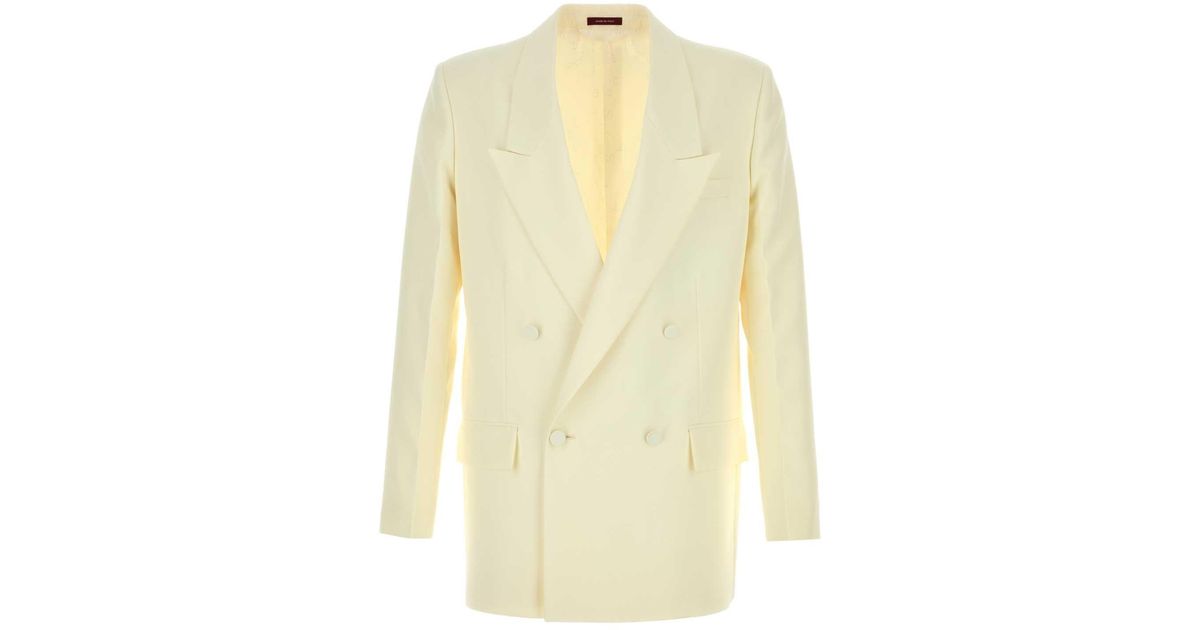 Gucci Ivory Tech Panama Blazer in Yellow for Men | Lyst UK