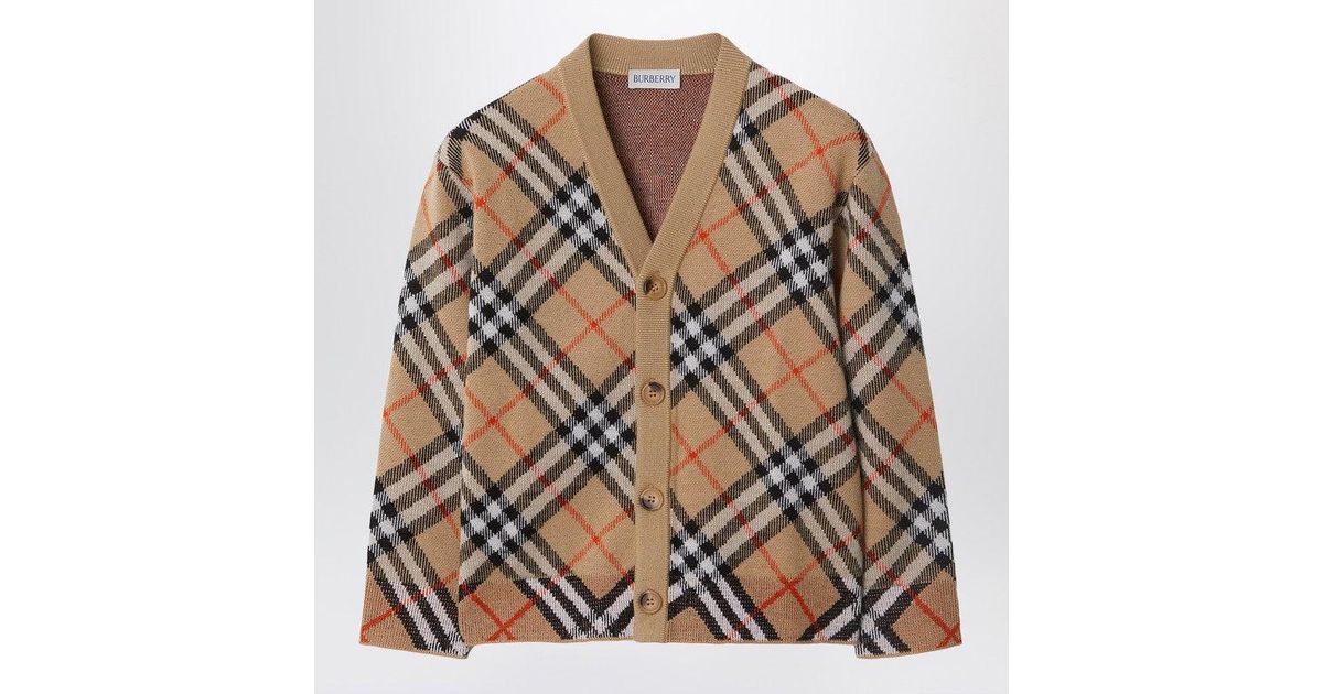 Burberry Cardigan With Check Motif in Brown | Lyst