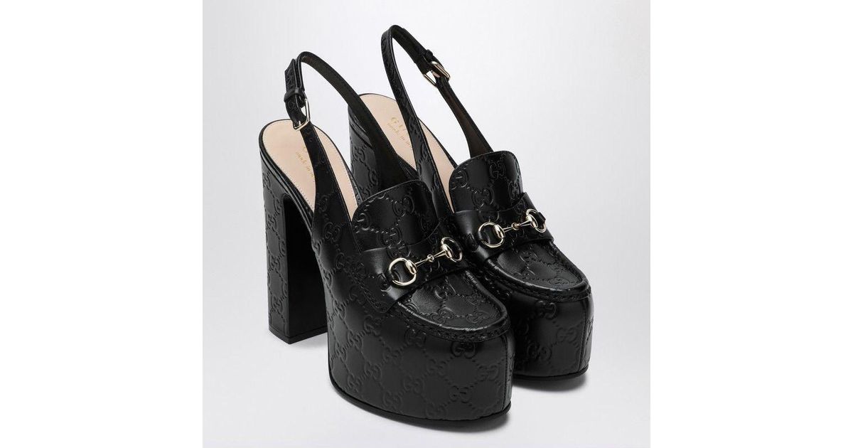 Gucci Platform Loafers With Slingback Design in Black | Lyst