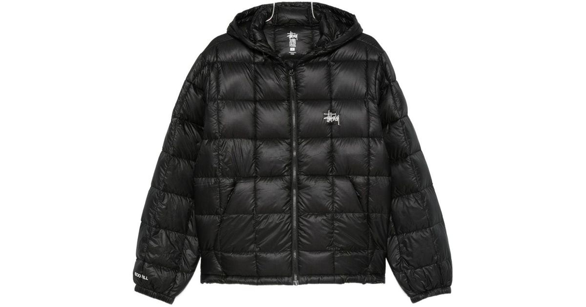 Stussy Midweight Hooded Puffer Jacket in Black for Men | Lyst
