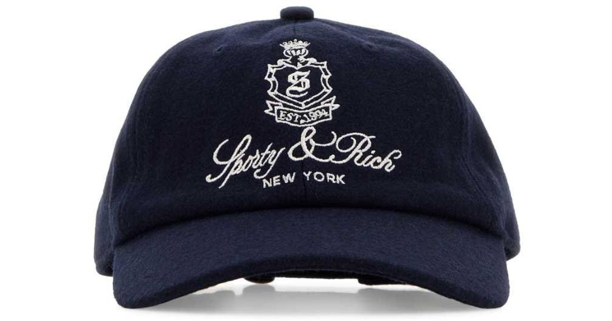 Sporty & Rich Navy Blue Wool Vendome Baseball Cap for Men | Lyst UK