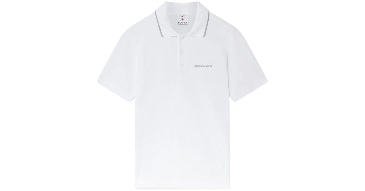 CASABLANCA Polo Textured Pique in White for Men | Lyst UK