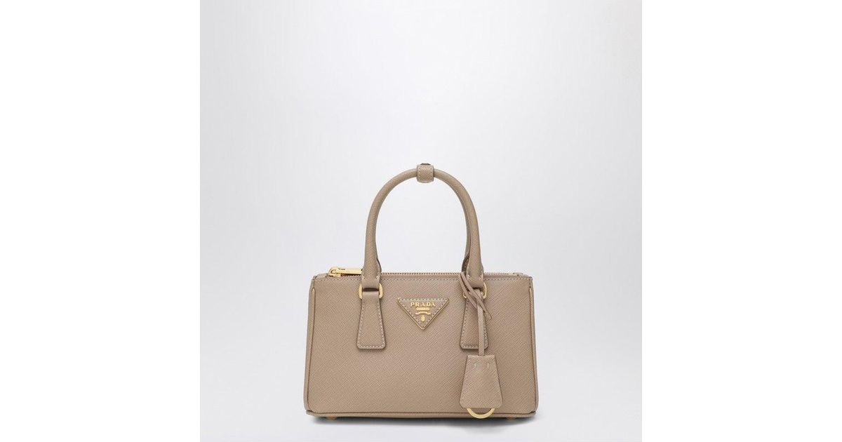 Prada Mini Galleria Bag in Natural | Lyst UK