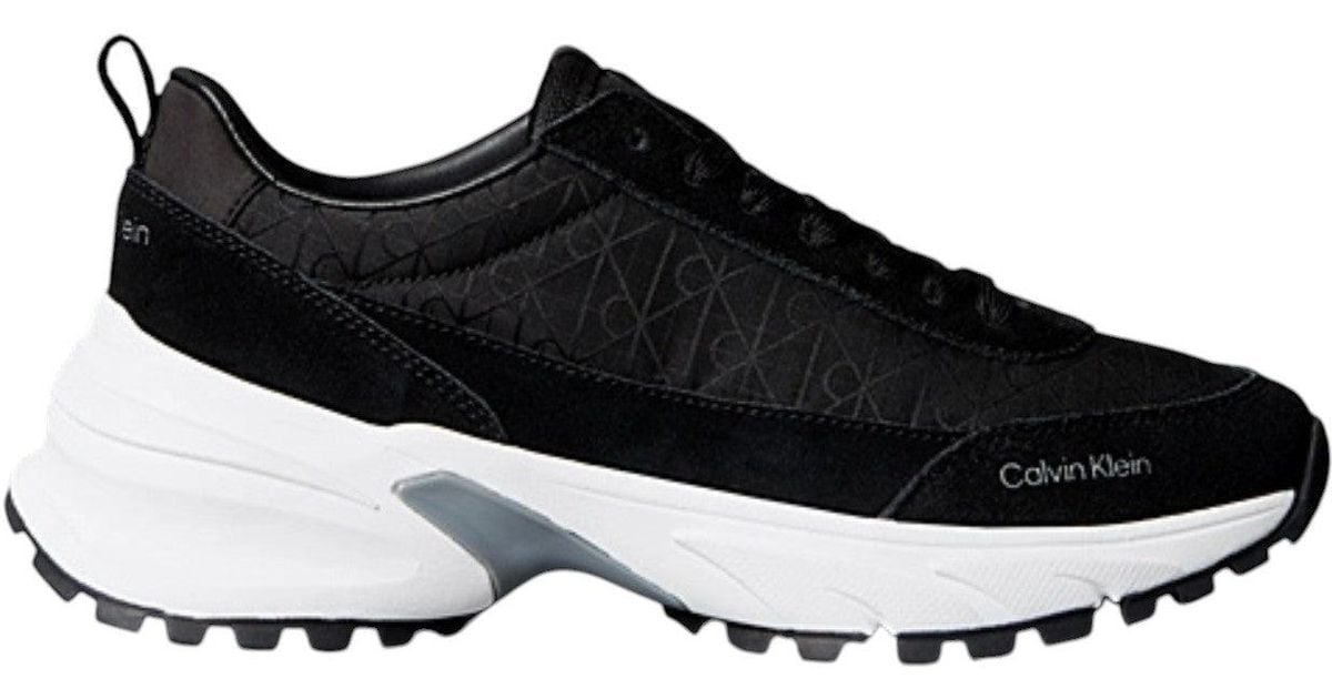 Calvin Klein Granite Leather Sneakers in Black | Lyst UK