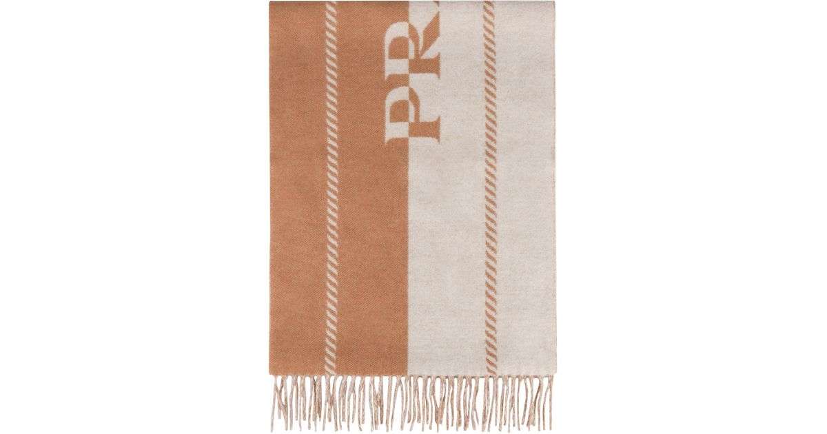 Prada Elegant Nude Wool Scarf in Natural | Lyst