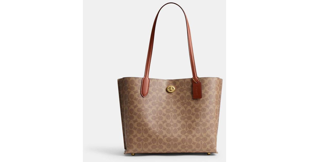 COACH Willow Mini Tote Handbag in Brown | Lyst