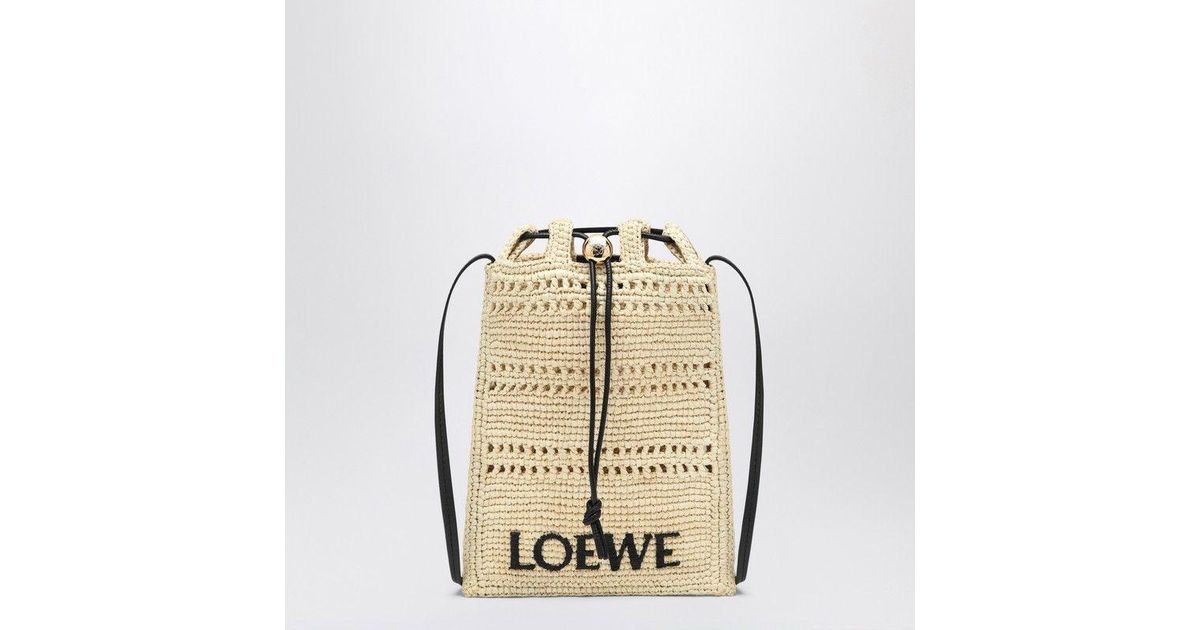 Loewe Natural Raffia Drawstring Pouch in Metallic | Lyst