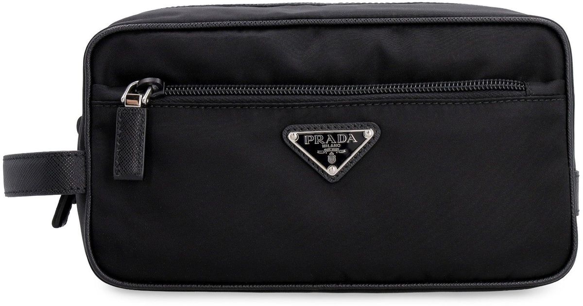 Prada Re-Nylon And Leather Pouch in Black for Men | Lyst