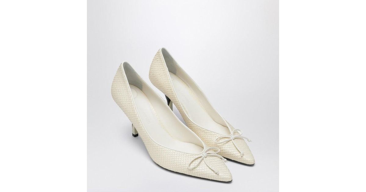Jacquemus Ivory Python-Effect Embossed Leather Tourni Décolleté in ...