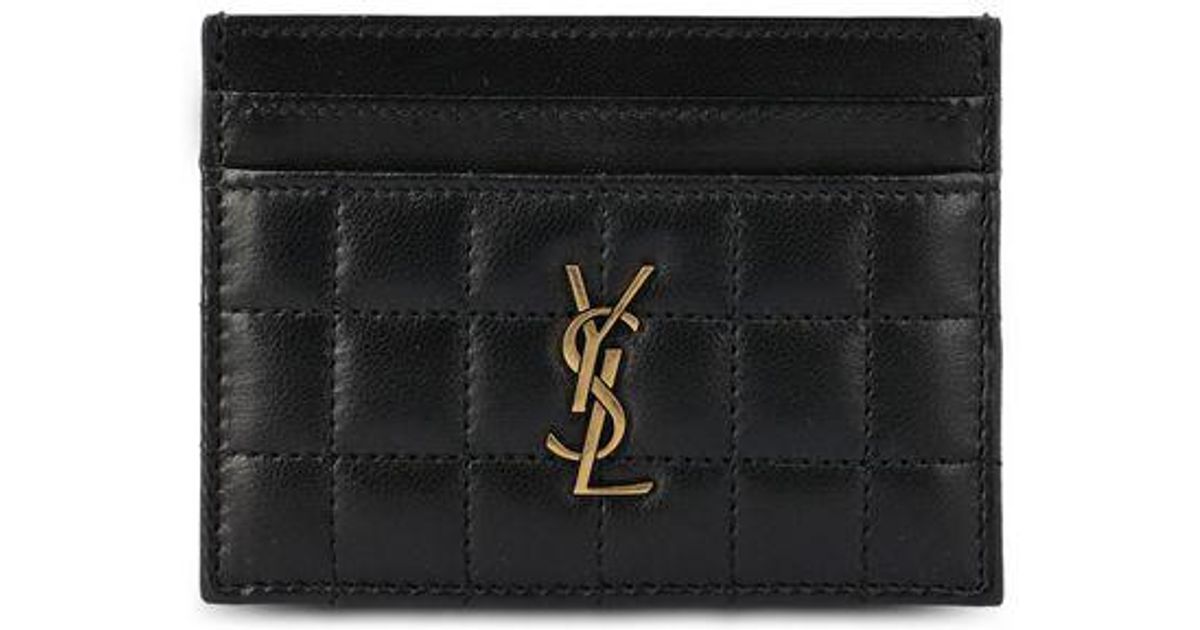 Saint Laurent Tarjetero Negro Cuadros Logo Dorado in Black for Men | Lyst