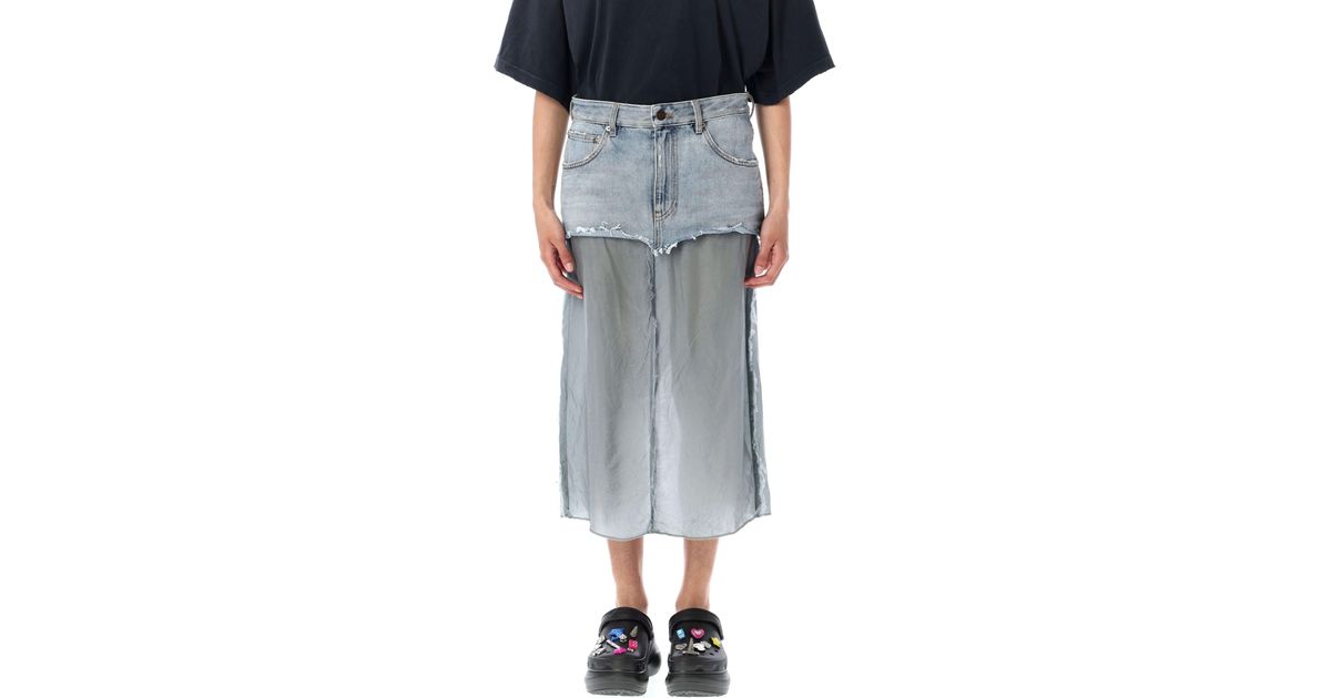 Balenciaga Ripped Skirt in Gray | Lyst
