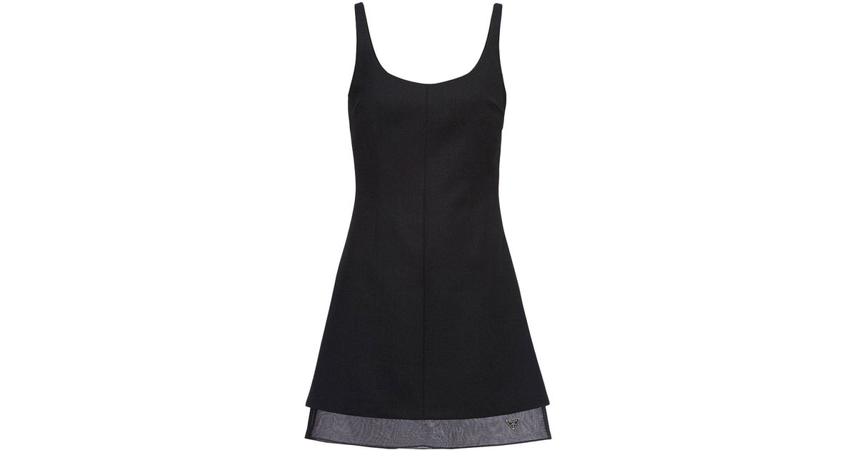 Prada Wool Short Dress Clothing in Black | Lyst UK