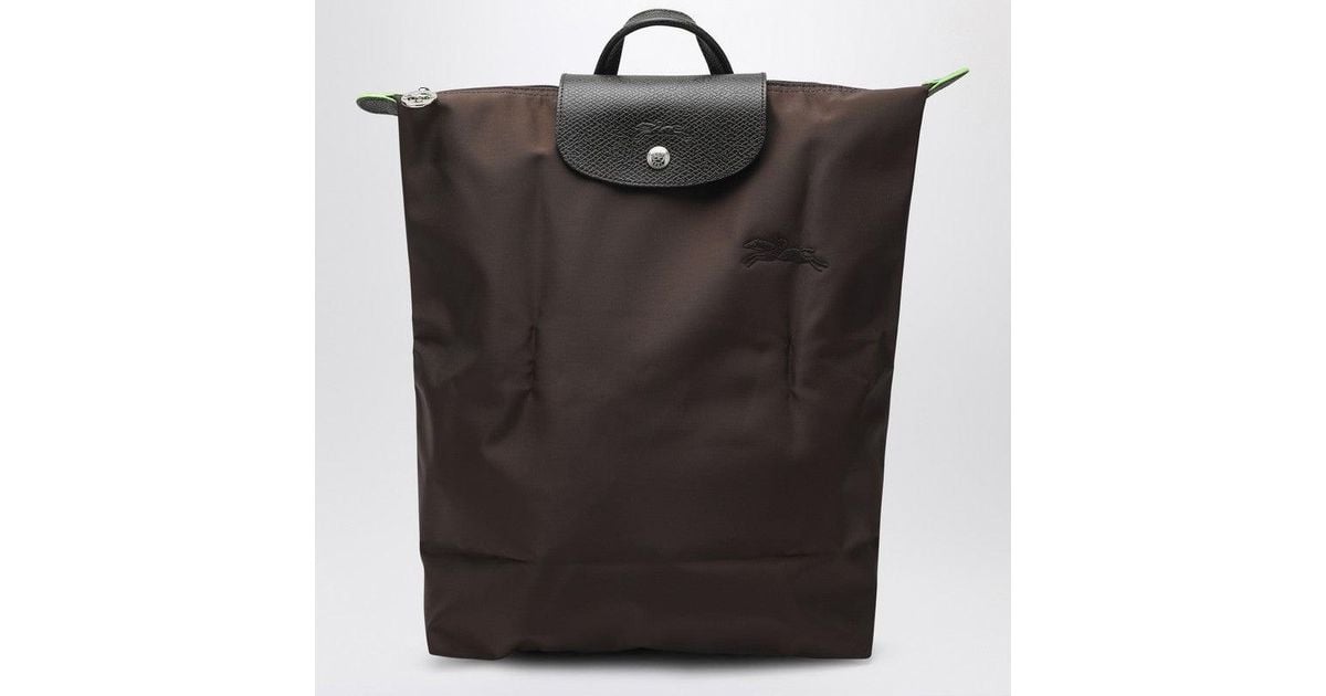 Longchamp Mocha Coloured M Le Pliage Backpack in Black | Lyst
