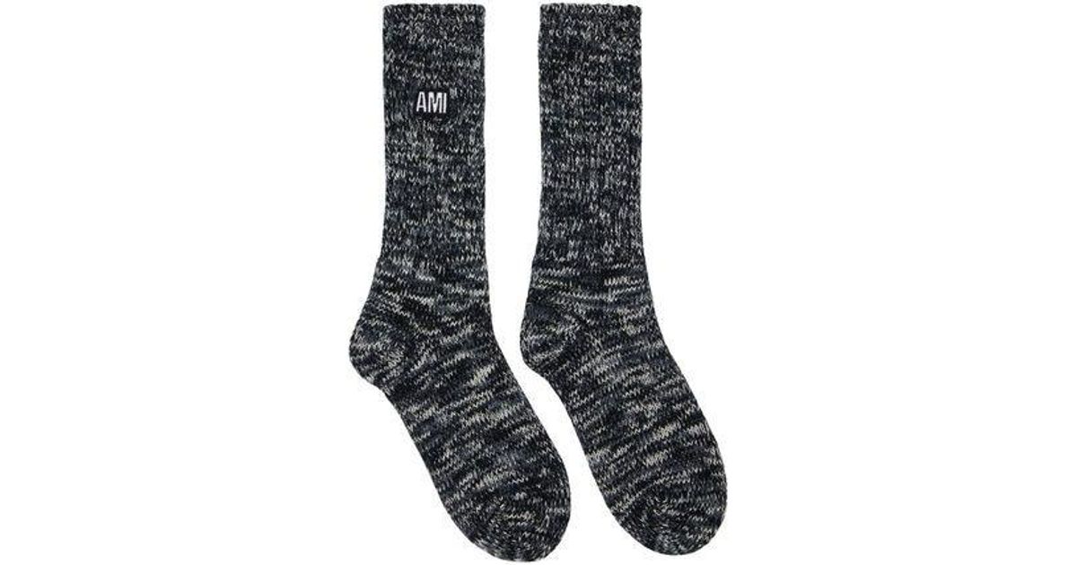 Ami Paris Socks Ami Patch Socks in Black for Men | Lyst
