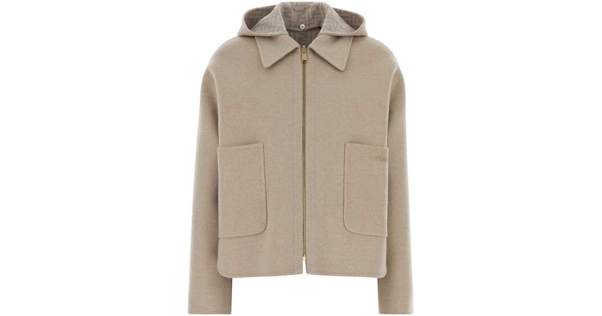 Fendi Sand Wool Reversible Jacket in Natural | Lyst UK