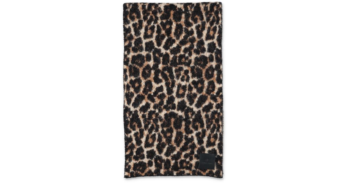 Anine Bing Hannah Leopard Jacquard Scarf in Black | Lyst