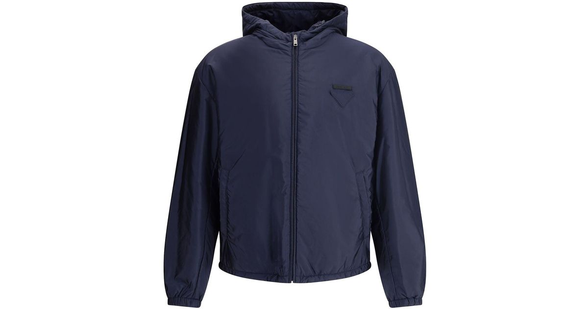 Prada Hooded Jacket in Blue for Men | Lyst UK