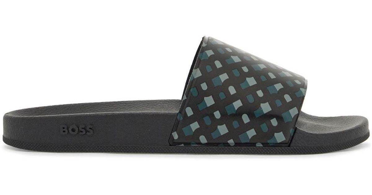 BOSS Ergonomic Slippers Geometric Design Made In Italy in Black for Men ...
