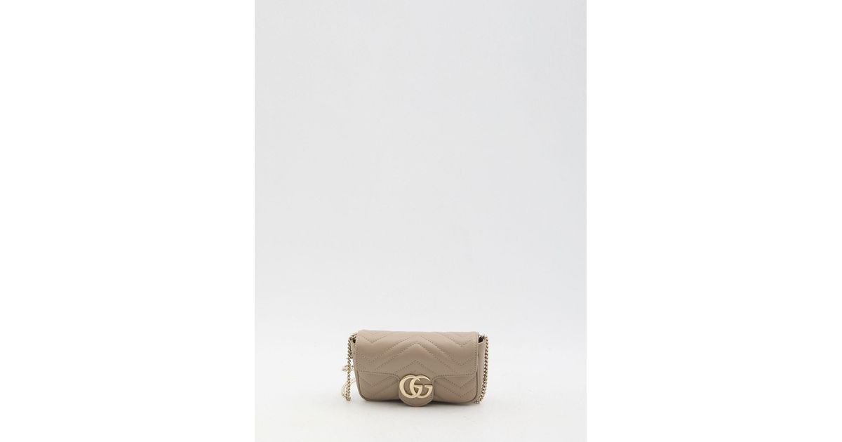 Gucci Super Mini Gg Marmont Bag in Natural | Lyst