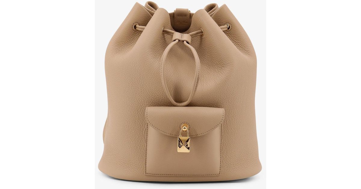 Loro Piana Extra Drawstring L27 Leather Backpack in Natural | Lyst
