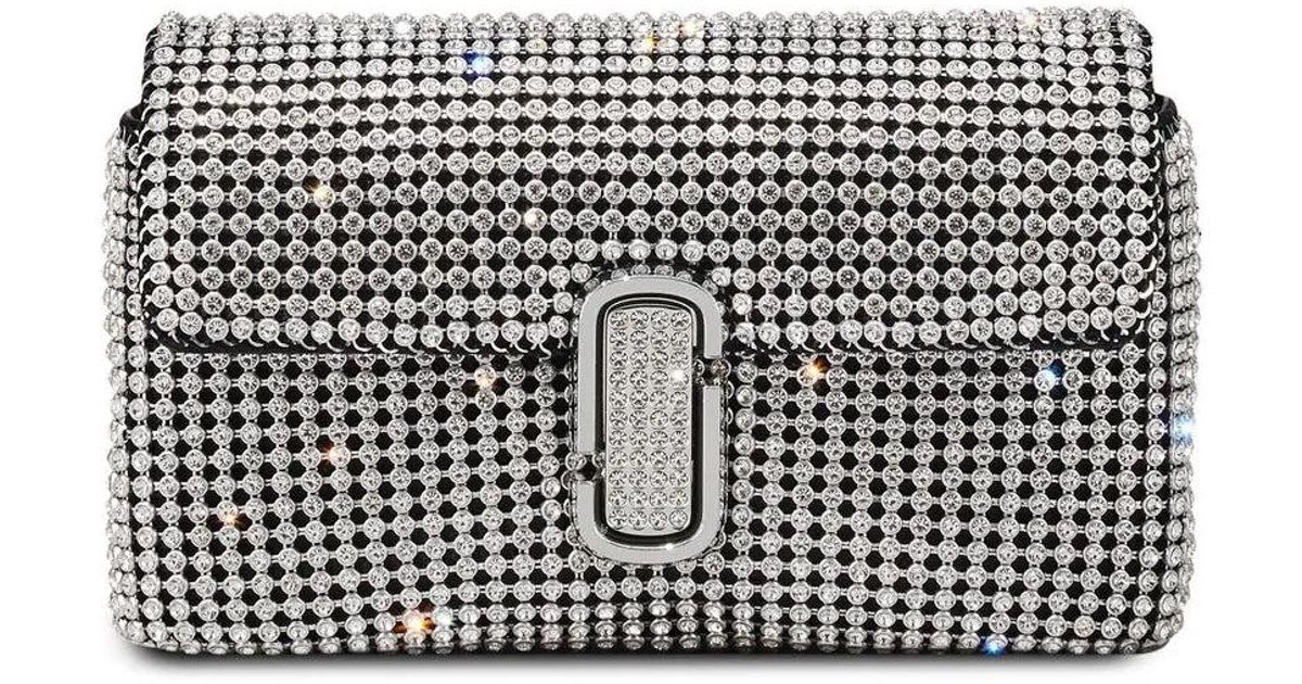 Marc Jacobs The Rhinestone J Logo Mini Shoulder Bag in Gray | Lyst