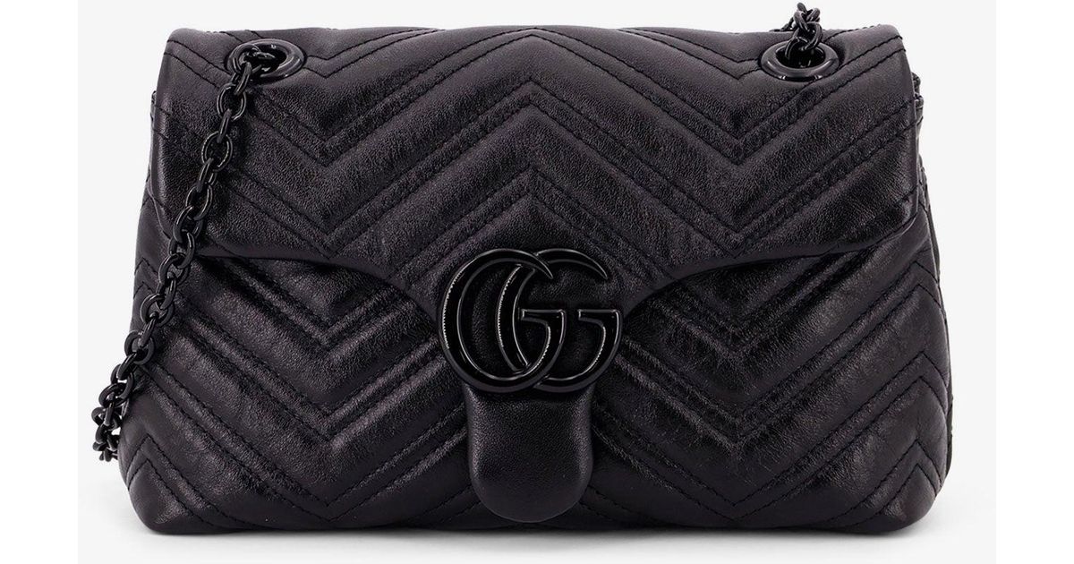 Gucci Matelassé Leather Gg Marmont Crossbody Bag in Black | Lyst UK