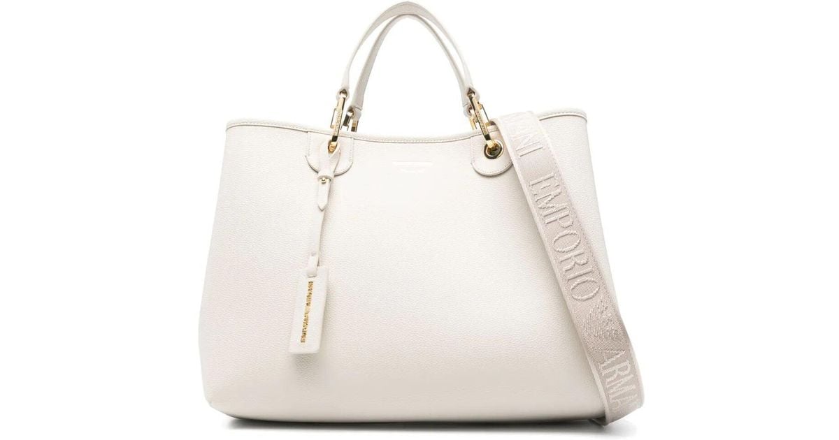 Emporio Armani Polyurethane Shopping Bag in Natural | Lyst