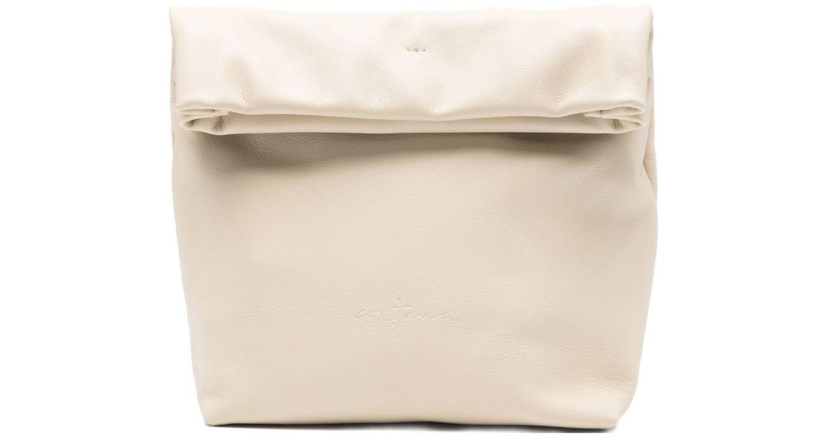 Cortana Delhi Small Leather Clutch in Natural | Lyst