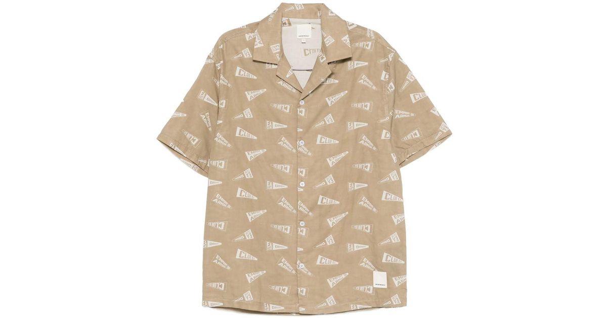 Emporio Armani Emporio Armani Logo-Pattern Shirt in Natural for Men ...